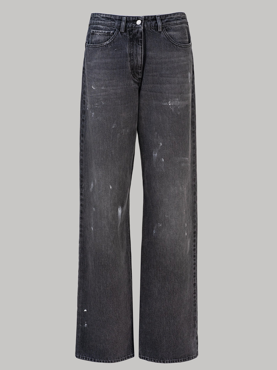 Pull to Open Jeans in Washed Black Denim and Black Lace-Up Detail ...